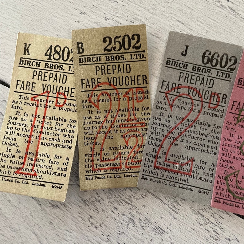 Vintage Birch Bros Ltd Prepaid Fare Voucher Tickets Set - Etsy
