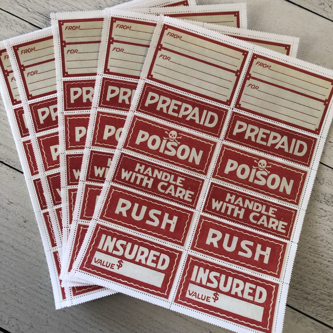 PHC No 32 Vintage Shipping Labels Reproduction Sheet Gummed and ...