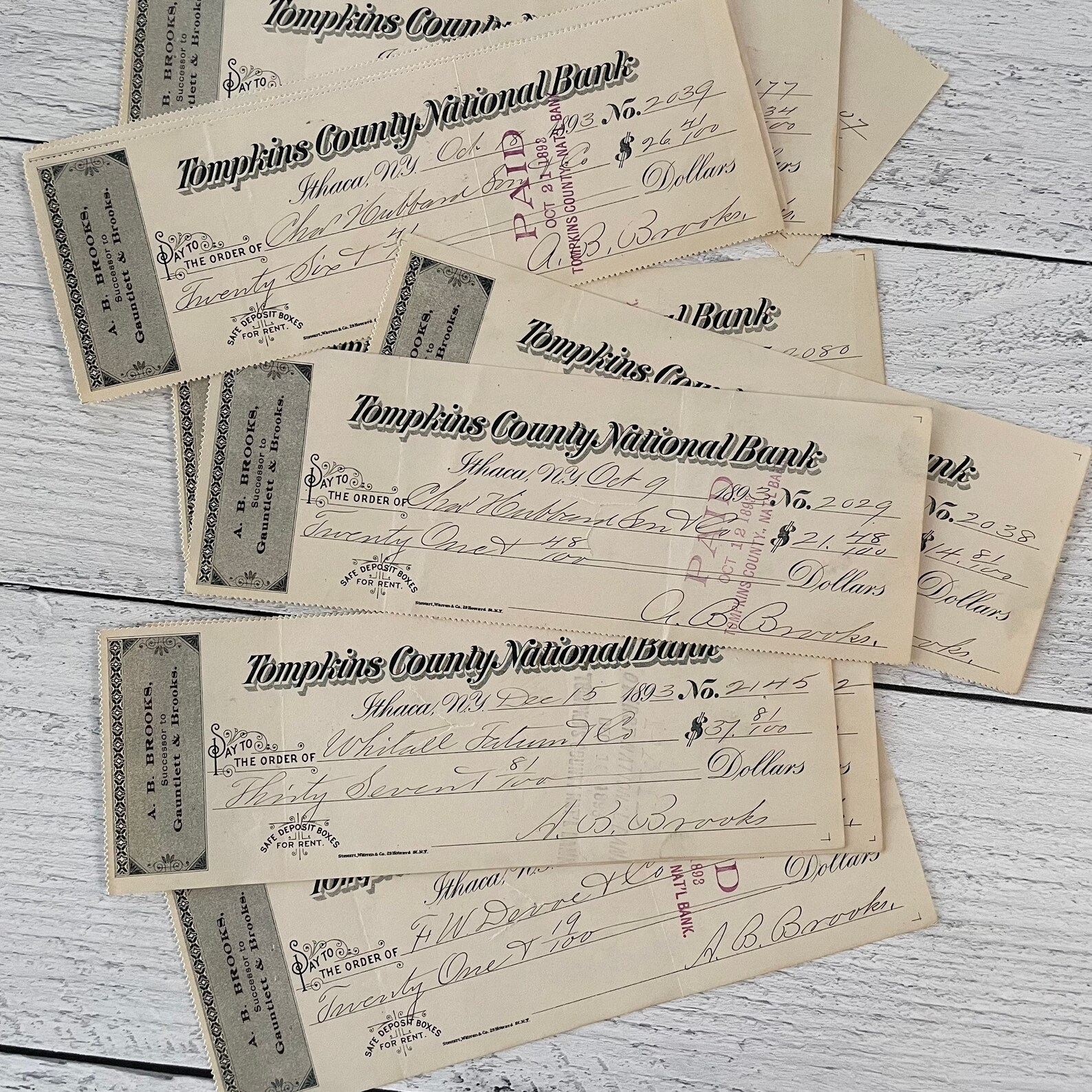 Antique 1890's Tompkins County National Bank Checks - Etsy