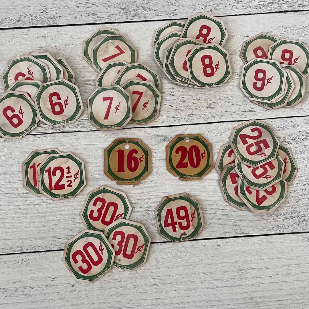 Antique Crown Brand Mercantile / Store Price Display Cards Red & Green ...