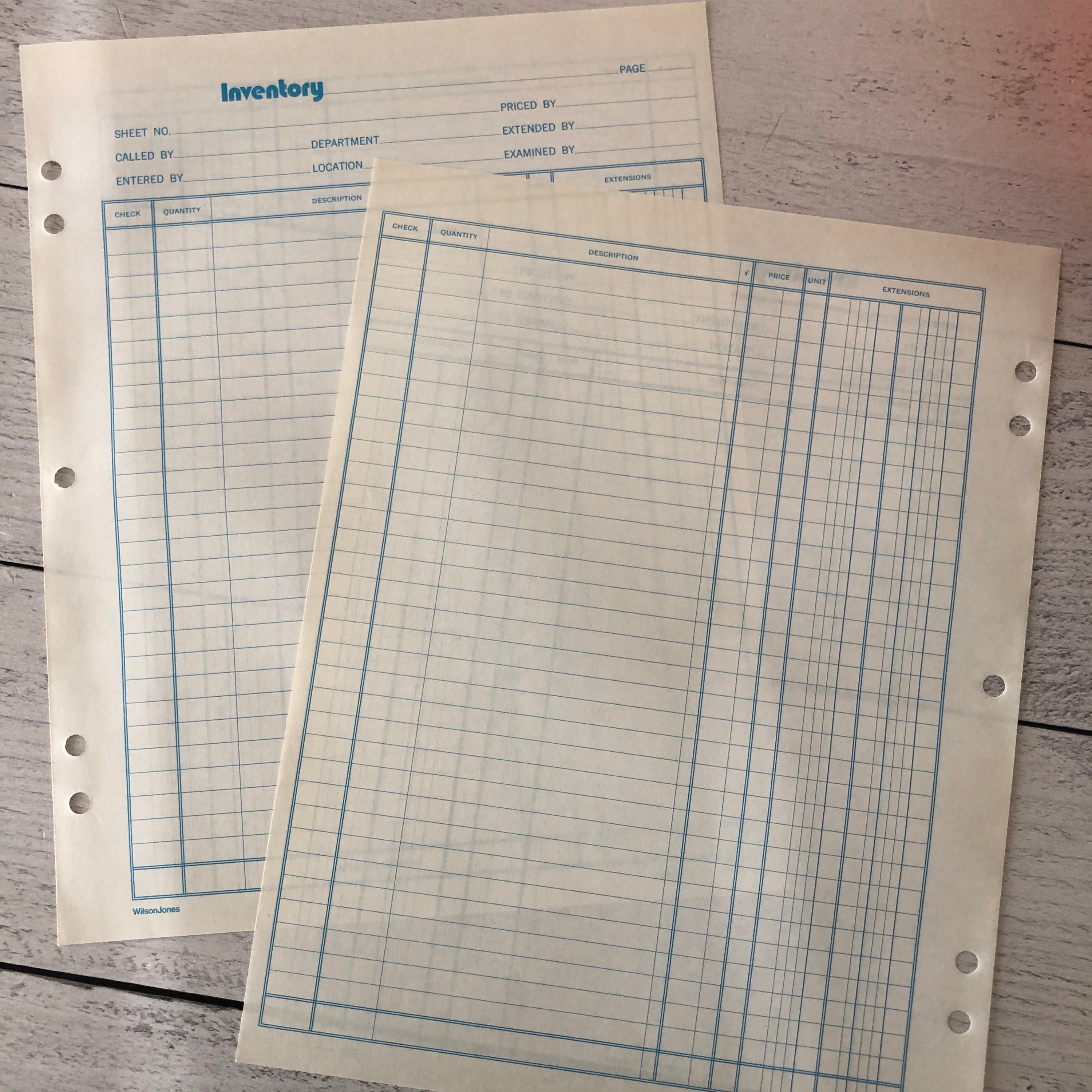 Vintage Wilson Jones Grayline Form 604-72 Inventory Sheets Set of 5 - Etsy