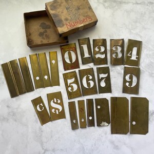 Vintage Brass Numbers Stencil Set in Box - Etsy