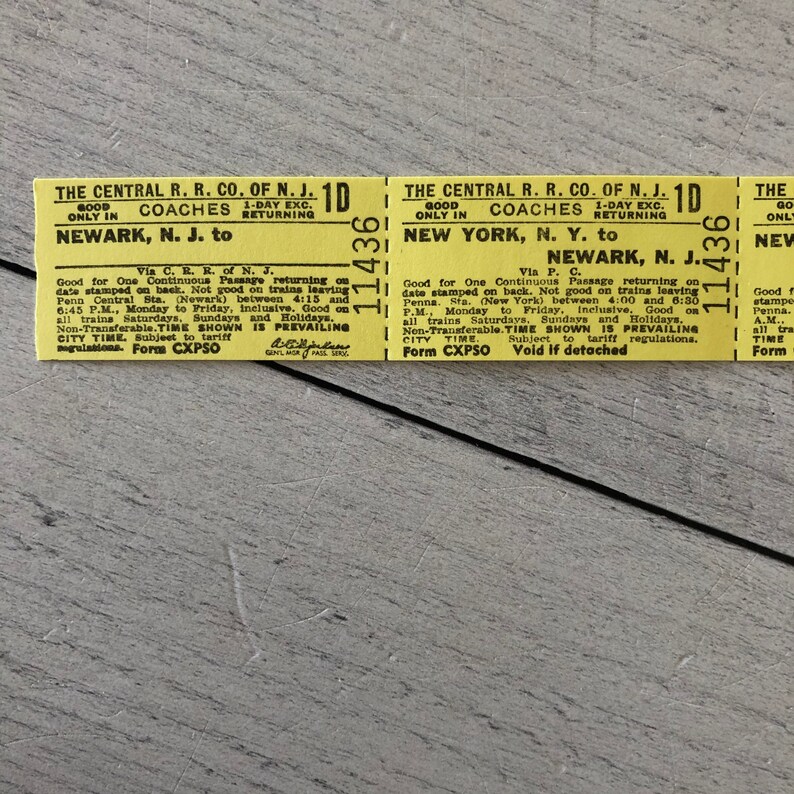 Vintage Central Railroad Coach Train Exchange Ticket Strip - Etsy