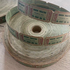 Vintage 1940s Union Theatre Tickets Choose Full Roll or Strip of 5 ...