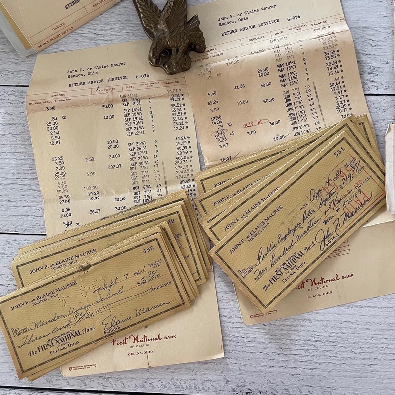 Vintage 1950s-60s Bank Statement Bundles With Cancelled Checks and ...