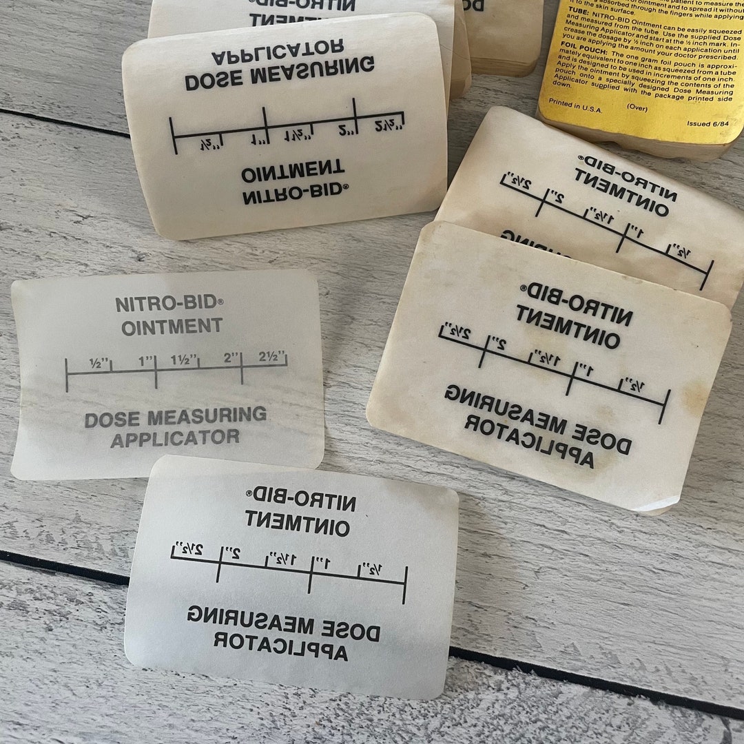 Vintage 1980’s Nitro-bid Ointment Dose Measuring Applicator Sheets ...