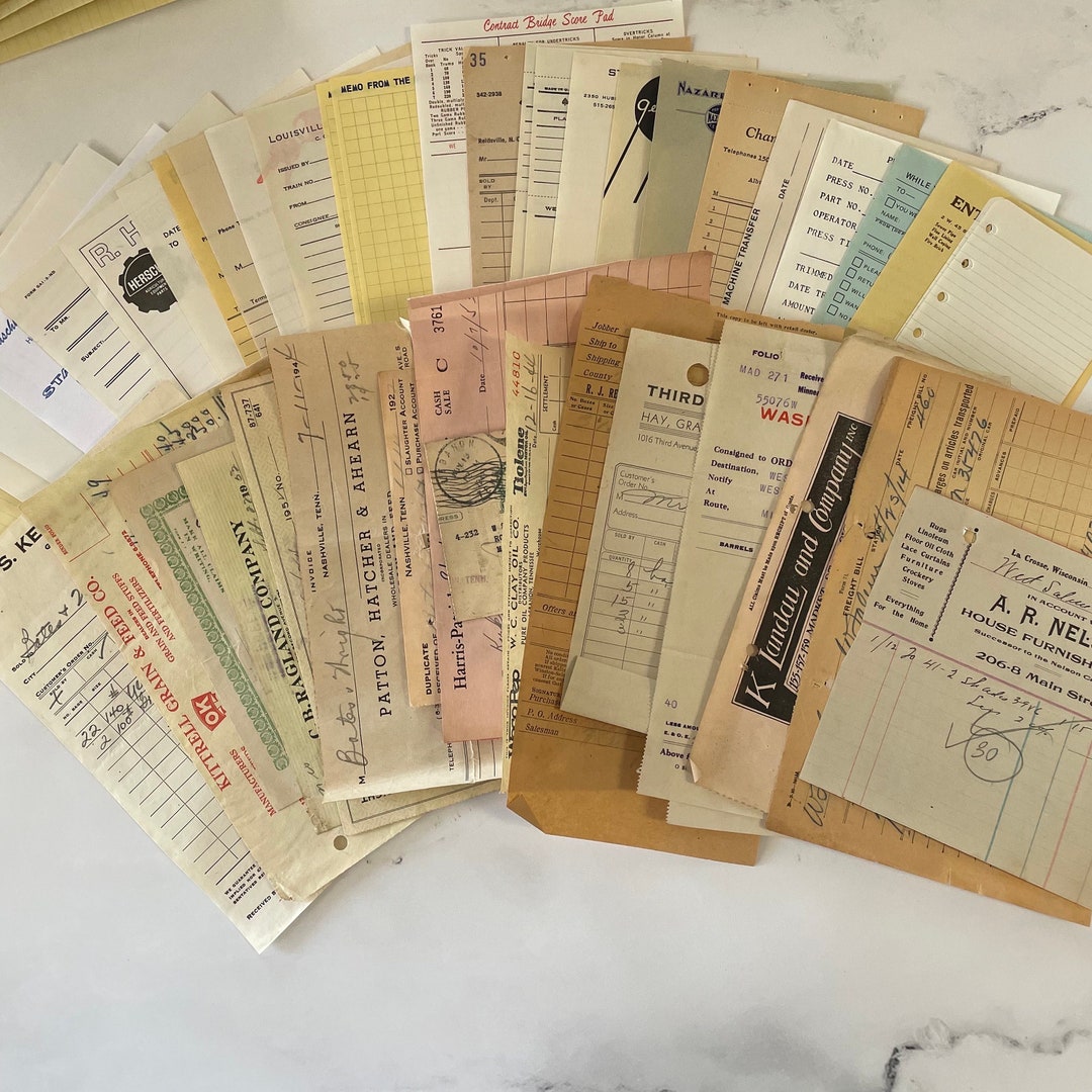 46 Piece Vintage Paper Kits Inside a Handmade 1920's Ledger Paper ...