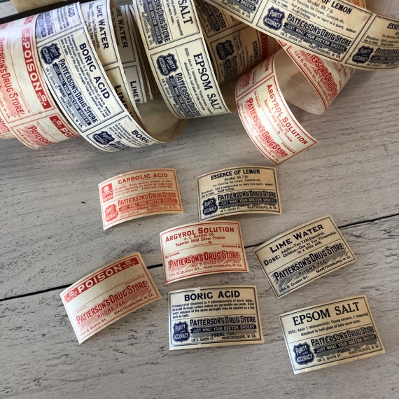 Vintage Pharmacy Apothecary Labels Set of 7 | Etsy