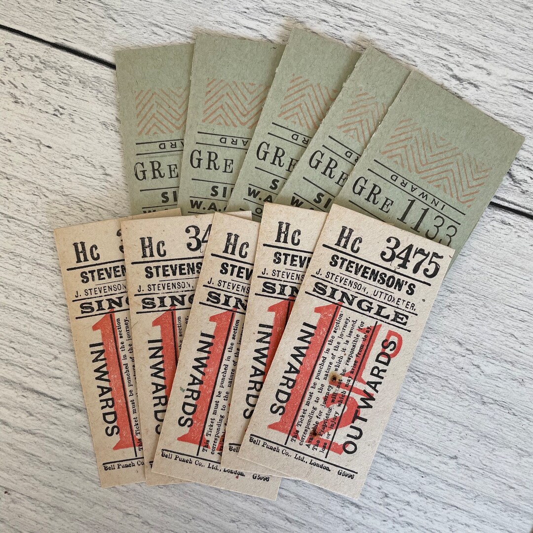 Set of 10 Vintage Single Fare Tickets in Two Styles - Etsy