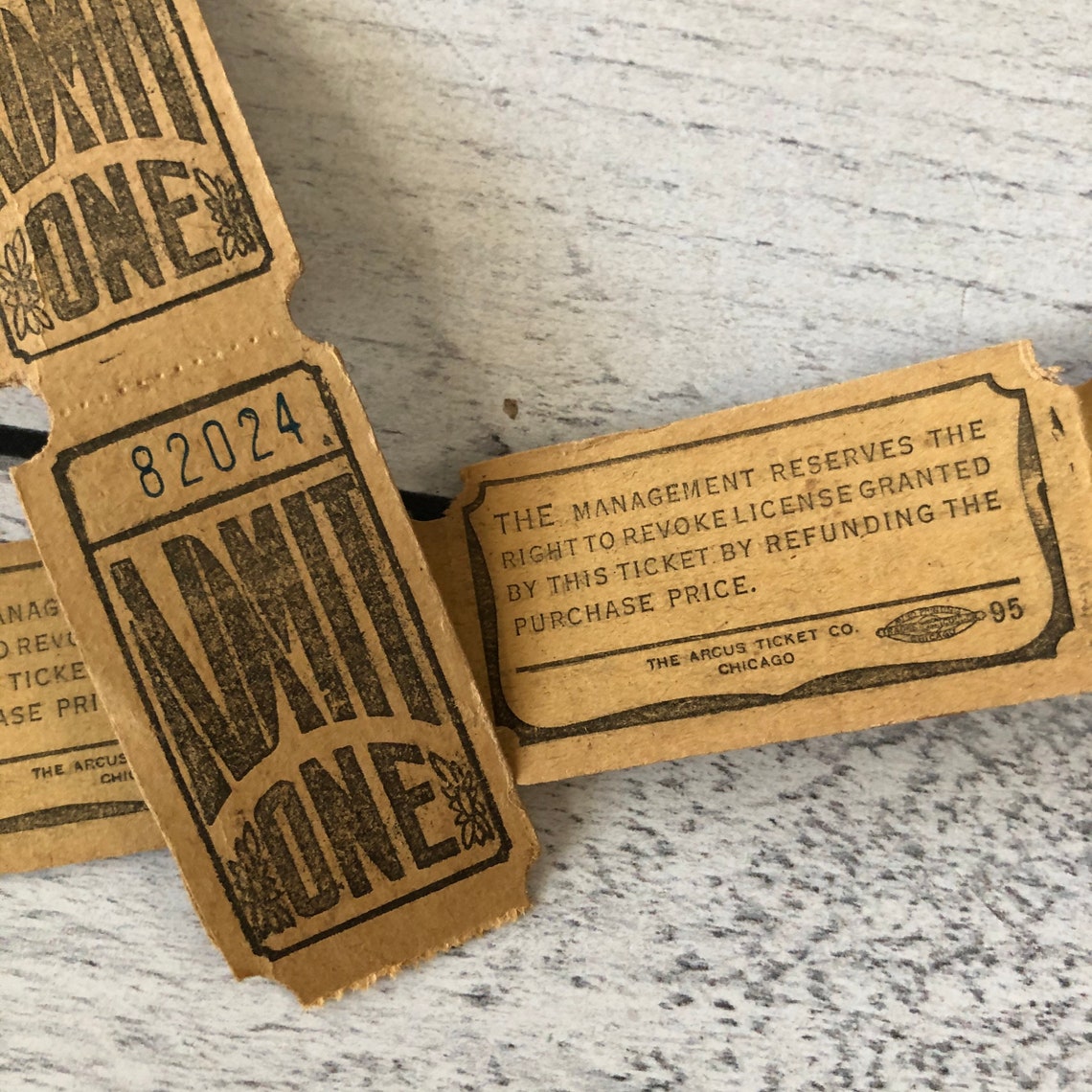 Antique 1920's Admit One Ticket Strip of 3 Tickets - Etsy