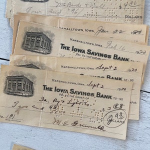 1919-1920 Iowa Savings Bank Check - Etsy