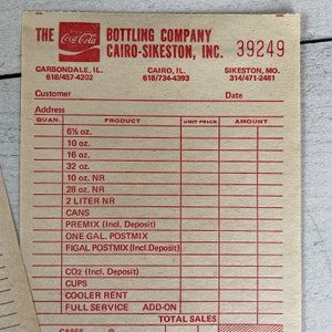 Vintage Coca-cola Bottling Co Cairo-sikeston, Inc. Duplicate Receipts ...