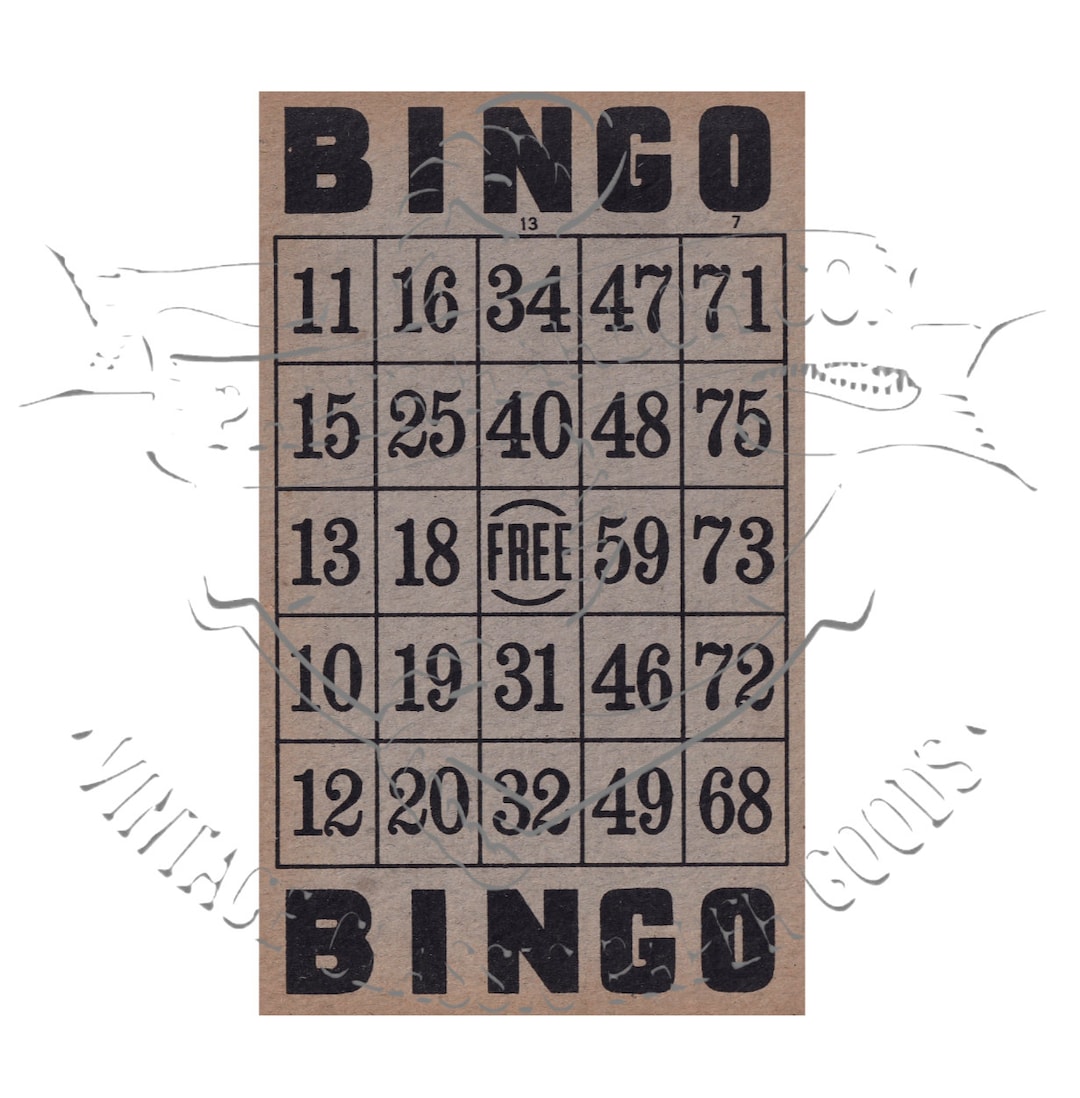 Vintage Bingo Card PNG Digital Image Clip Art Commercial Use - Etsy