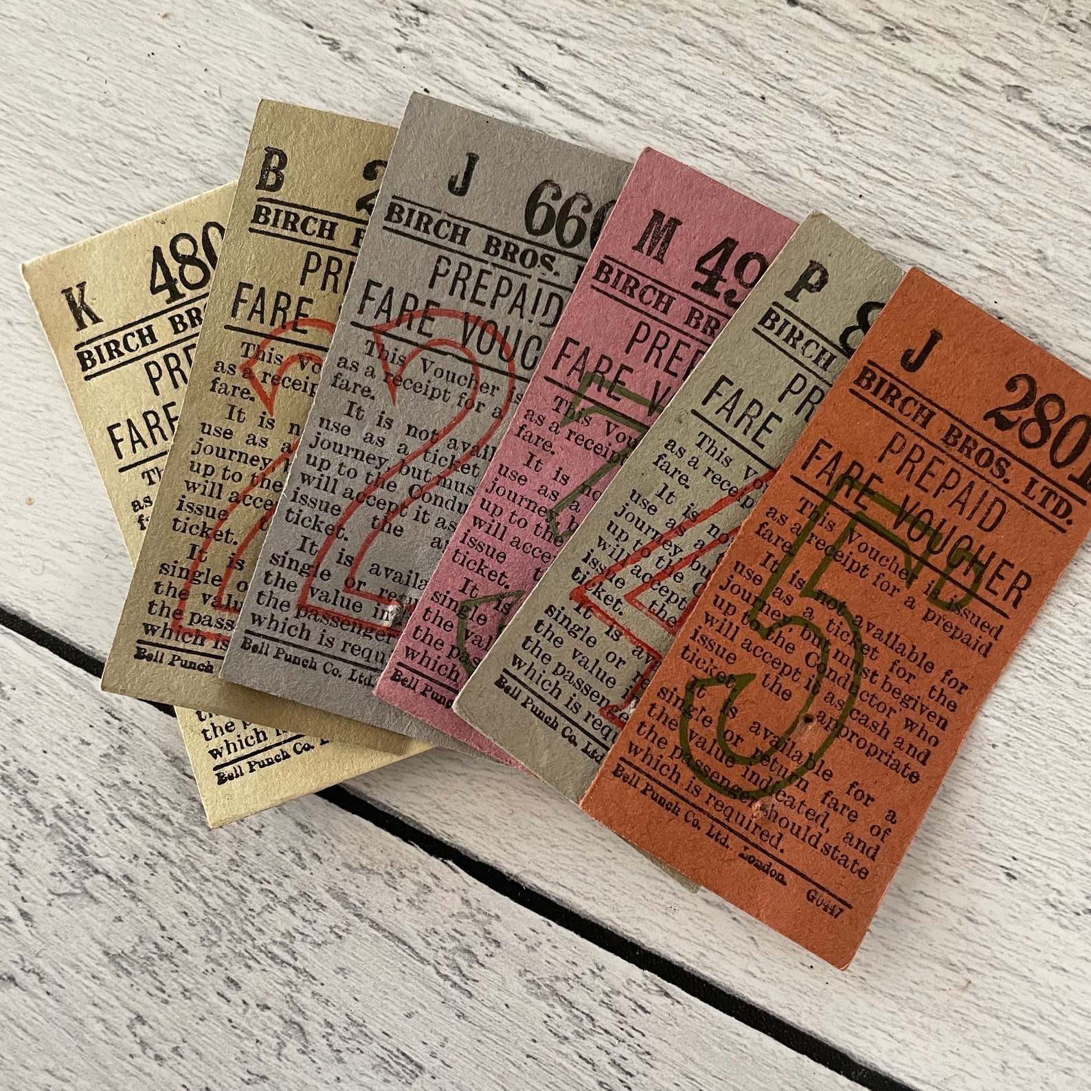 Vintage Birch Bros Ltd Prepaid Fare Voucher Tickets Set - Etsy