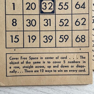 Vintage Extra Large Bingo Cards - Etsy