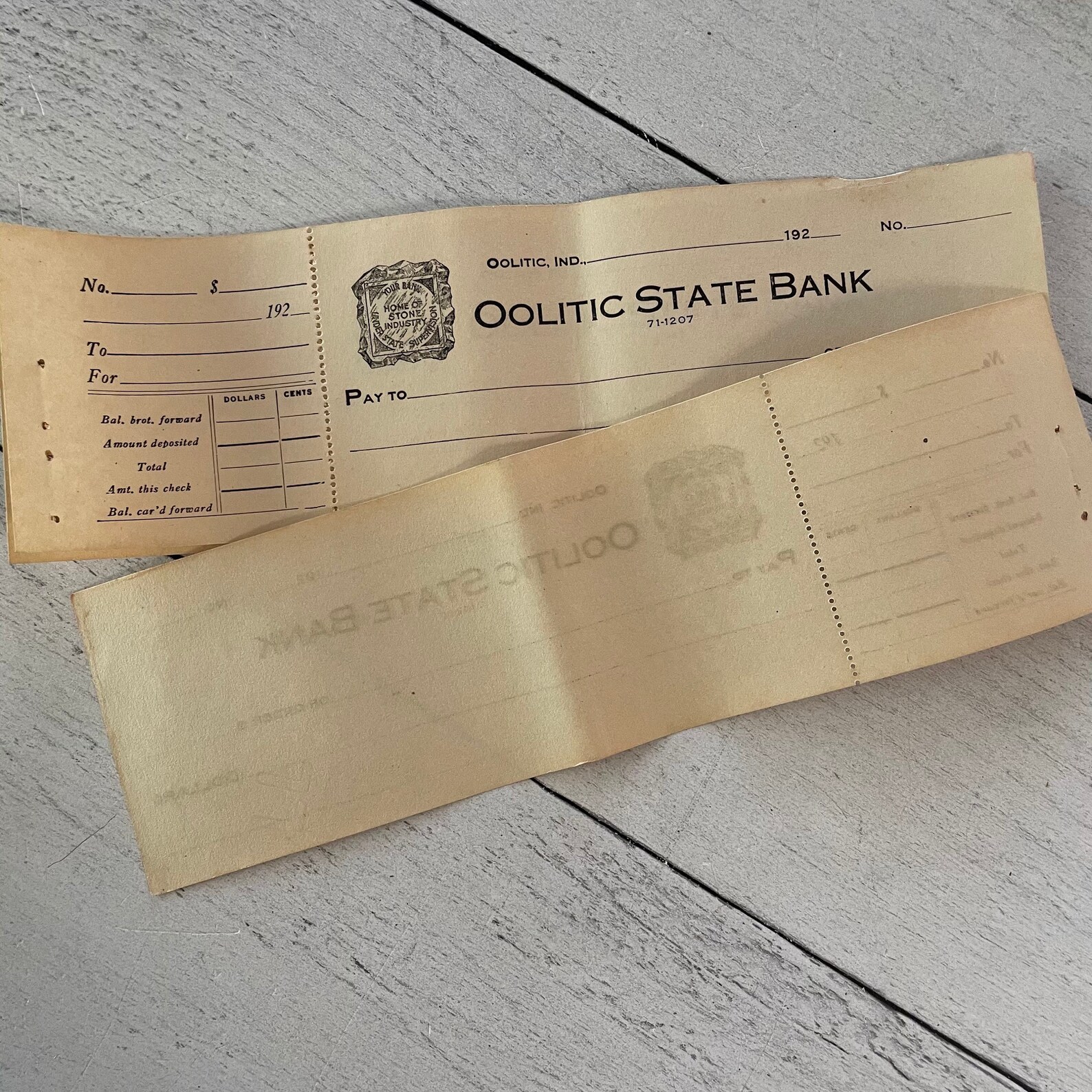 Antique 1920s Oolitic State Bank Checks with Stubs | Etsy