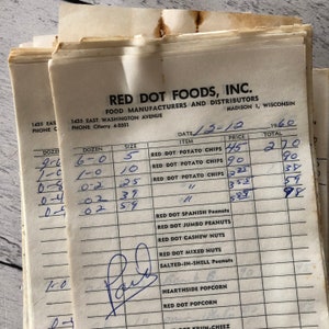 1950s-60s Vintage Red Dot Foods Inc, Wholesale Receipts to Fry’s ...