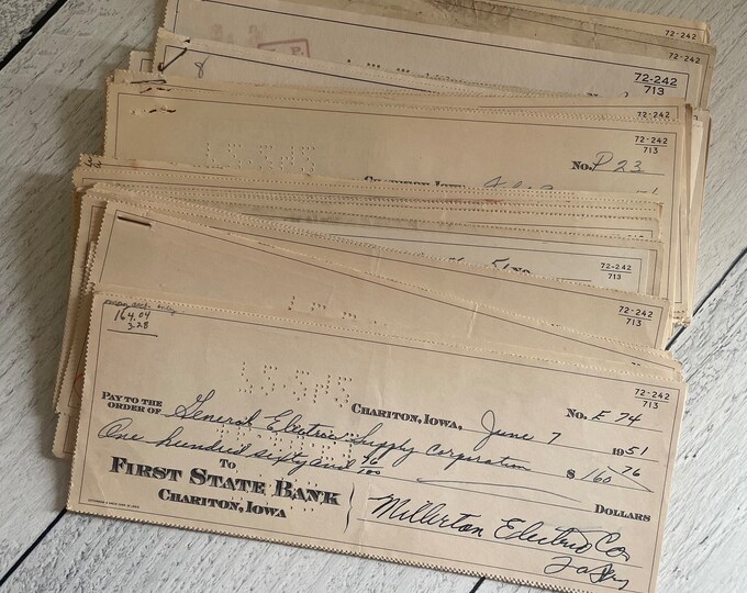 Vintage 1950s First State Bank Checks From Chariton, Iowa Set of 5 - Etsy