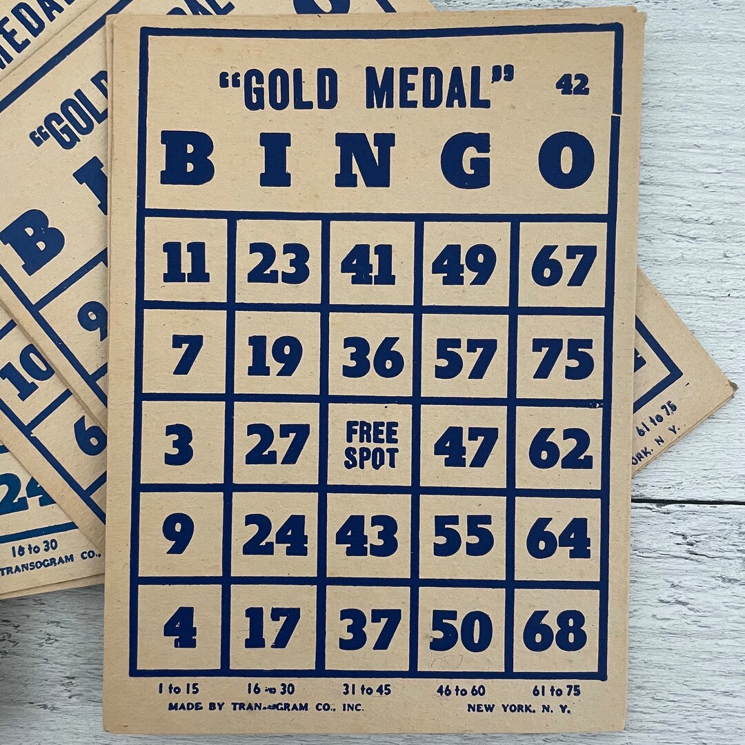 Vintage Gold Medal Bingo Card Large 6.75 X 5 - Etsy