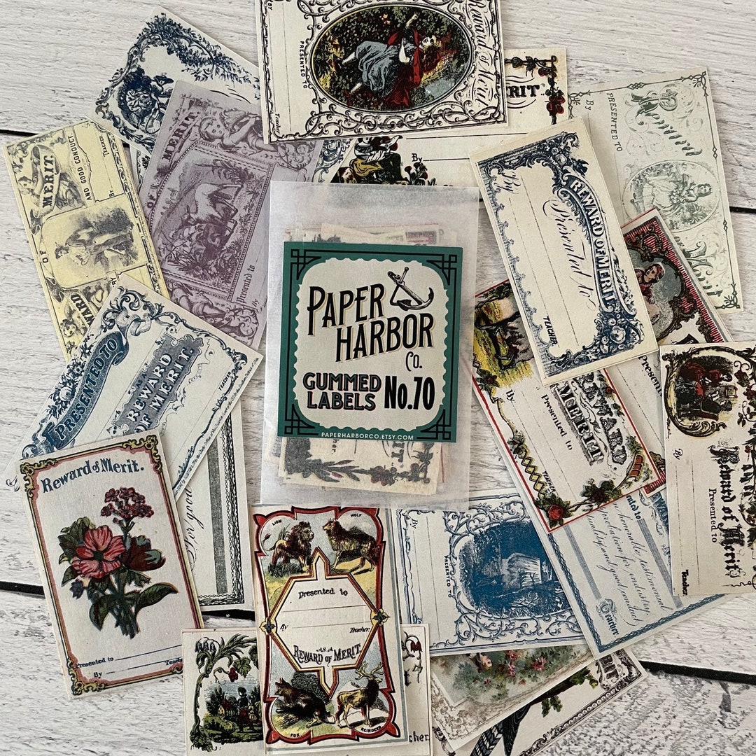 PHC No. 70 Vintage School Reward of Merit Cards 20 Reproduction Gummed ...