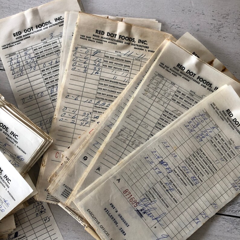 1950s-60s Vintage Red Dot Foods Inc Wholesale Receipts to | Etsy