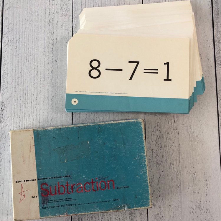 1960s Giant Subtraction Flash Cards - Etsy