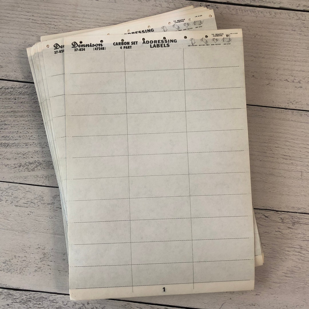 Vintage Dennison No. 37-824 Addressing Labels 4 Layers With 2 Carbons ...