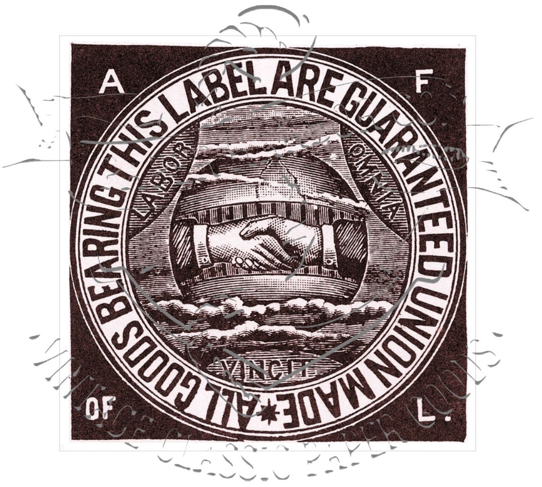 Antique A F of L Union Made Stamp Label Commercial Digital PNG Clip Art ...