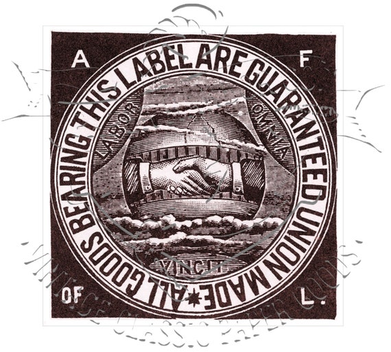 Antique A F of L Union Made Stamp Label Commercial Digital PNG - Etsy