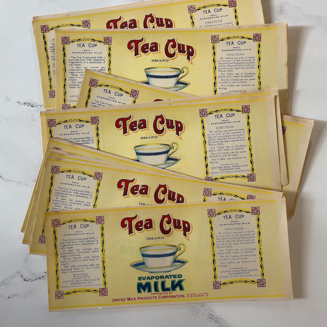 Vintage Tea Cup Brand Evaporated Milk Can Label Single NOS Label - Etsy