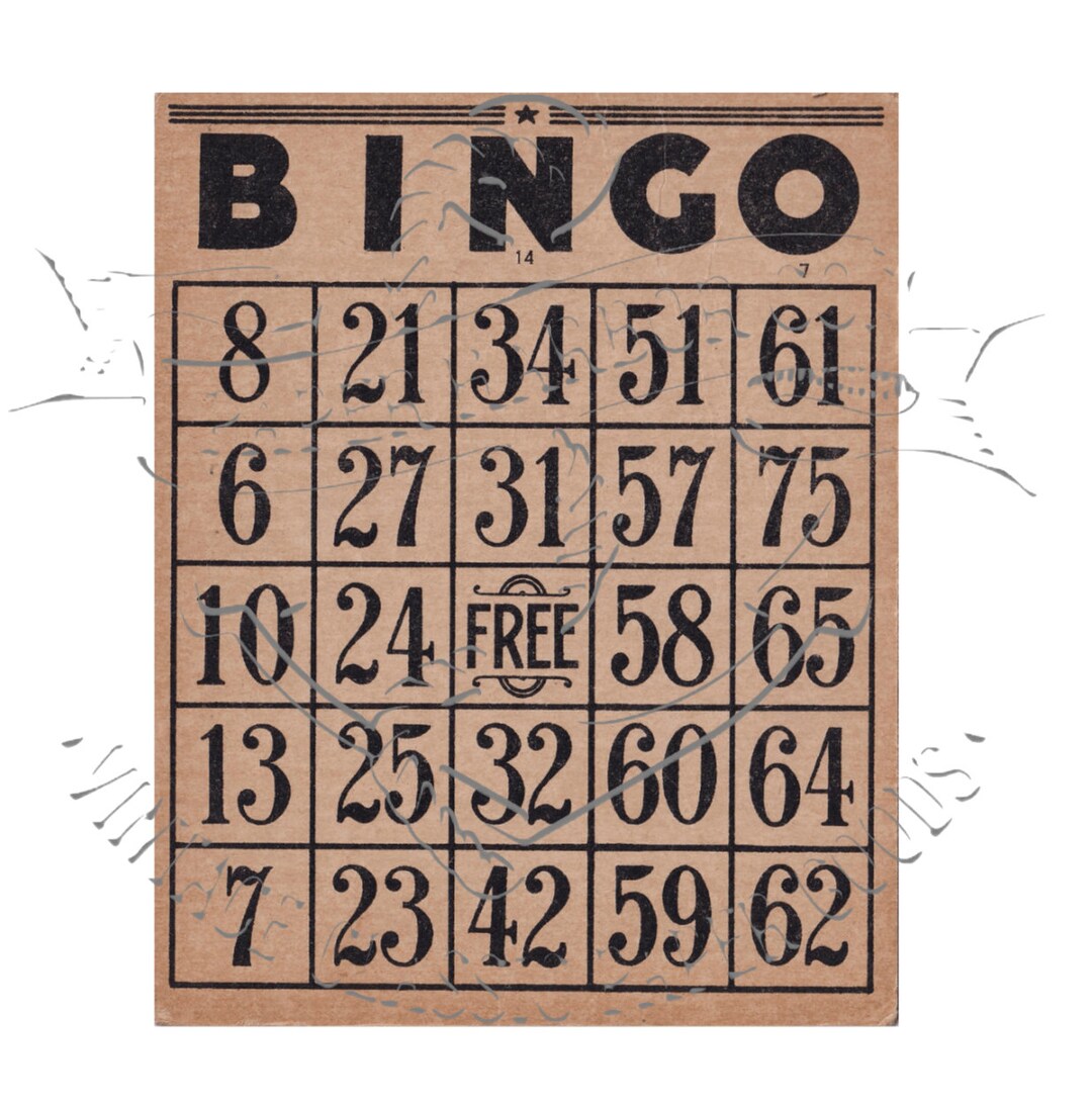 Vintage Bingo Card PNG Digital Image Clip Art Commercial Use - Etsy