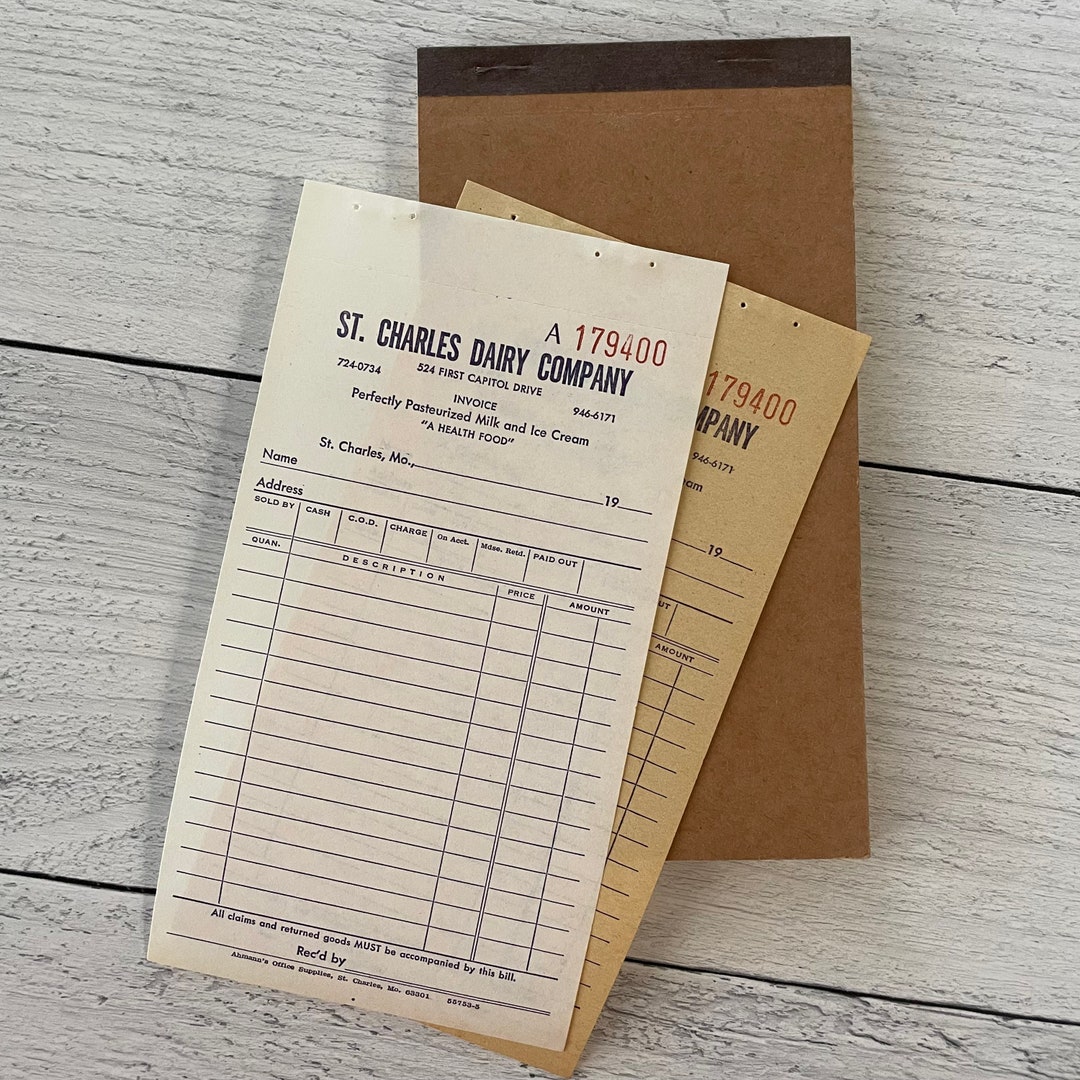 Vintage St. Charles Dairy Company Receipt Duplicates Set of 2 ...