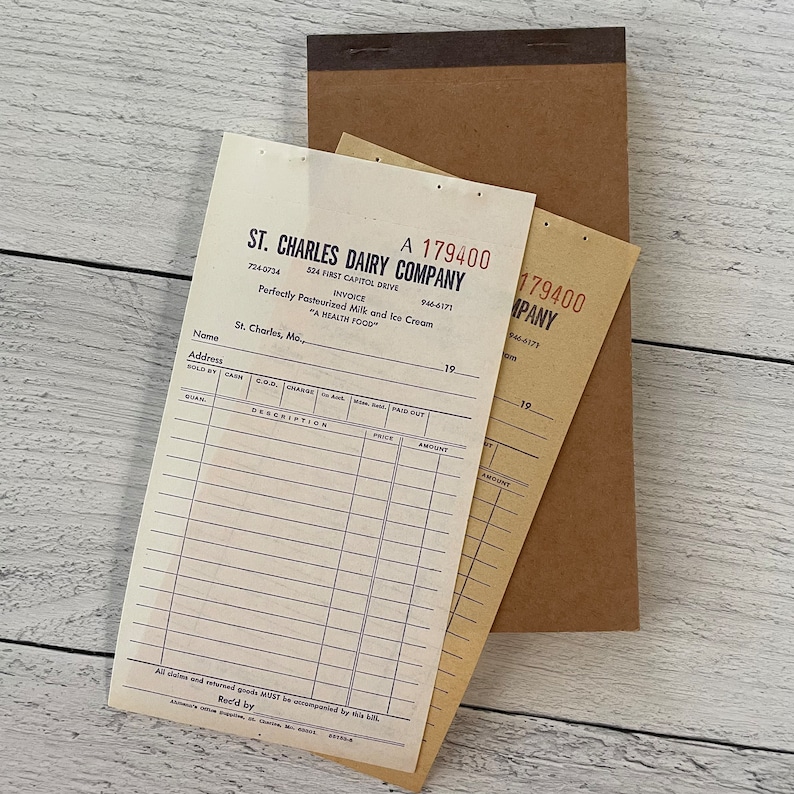 Vintage St. Charles Dairy Company Receipt Duplicates Set of 2 ...