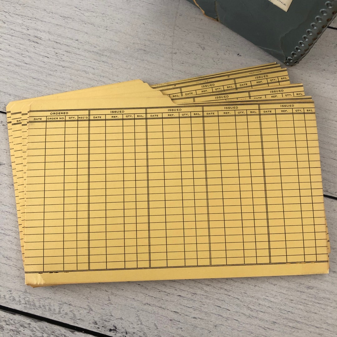 Vintage Acme Visible Records Inc. Parts Stock Control File Cards Set of ...