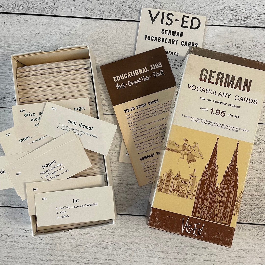 Vintage German Language Vocabulary Flash Cards Set of 20 - Etsy