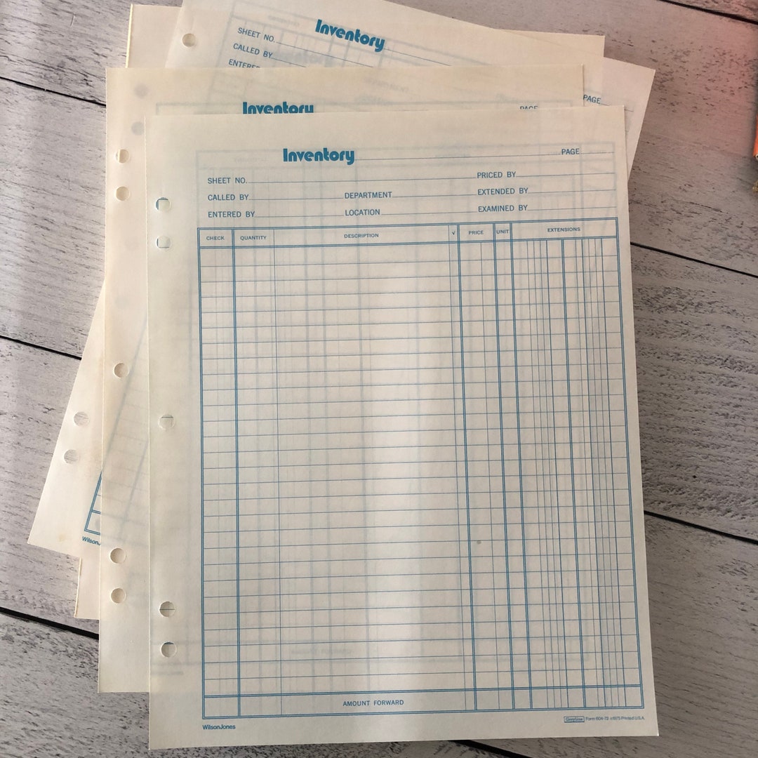 Vintage Wilson Jones Grayline Form 604-72 Inventory Sheets Set of 5 - Etsy