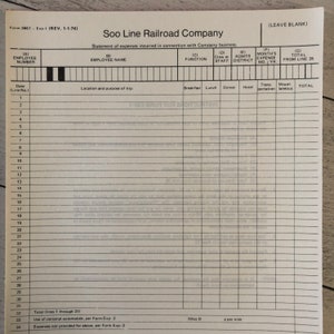 Vintage Soo Line Railroad Statements of Expenses Set of 3 Sheets - Etsy