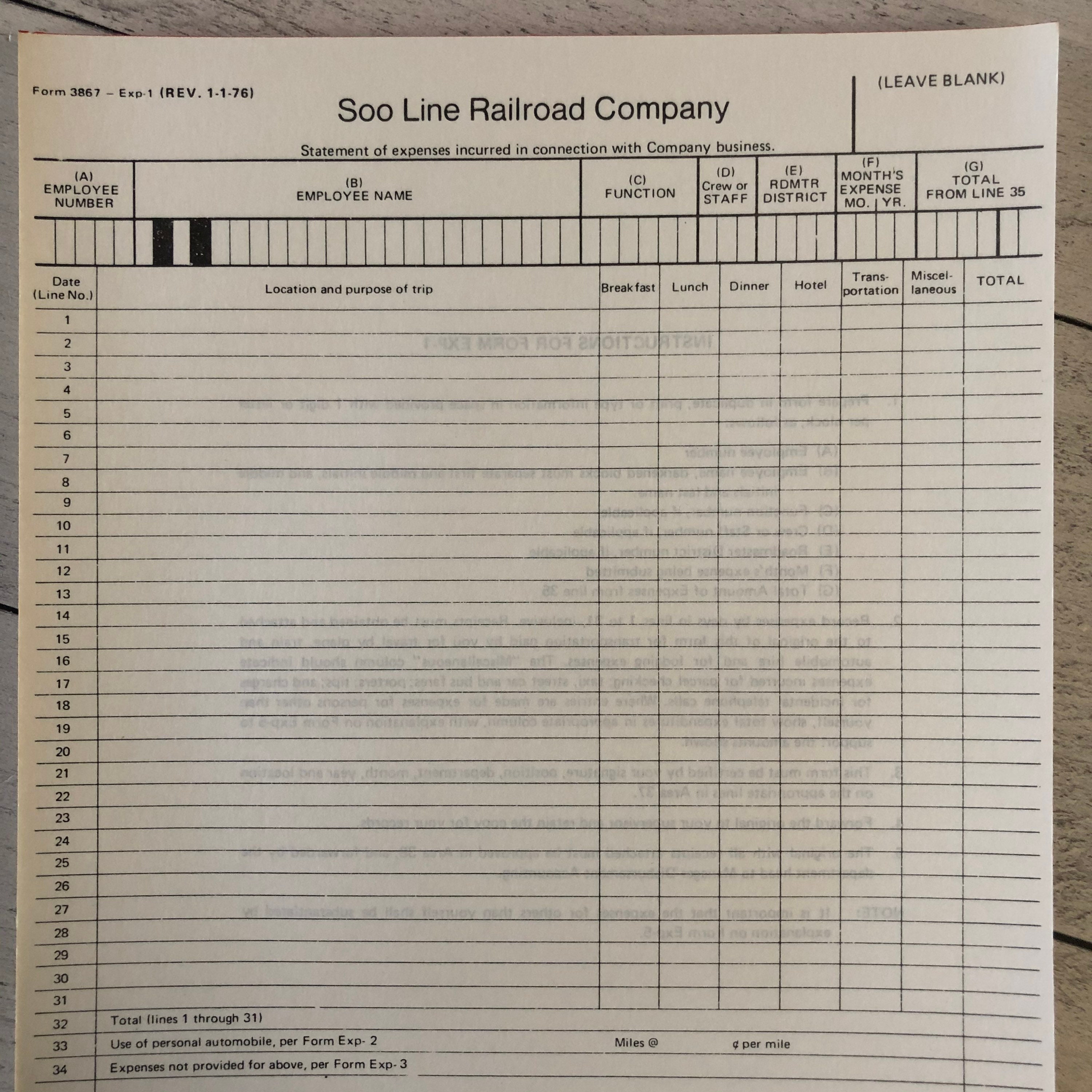 Vintage Soo Line Railroad Statements of Expenses Set of 3 Sheets - Etsy
