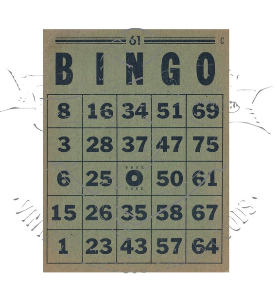 Vintage Bingo Card PNG Digital Image Clip Art Commercial Use | Etsy
