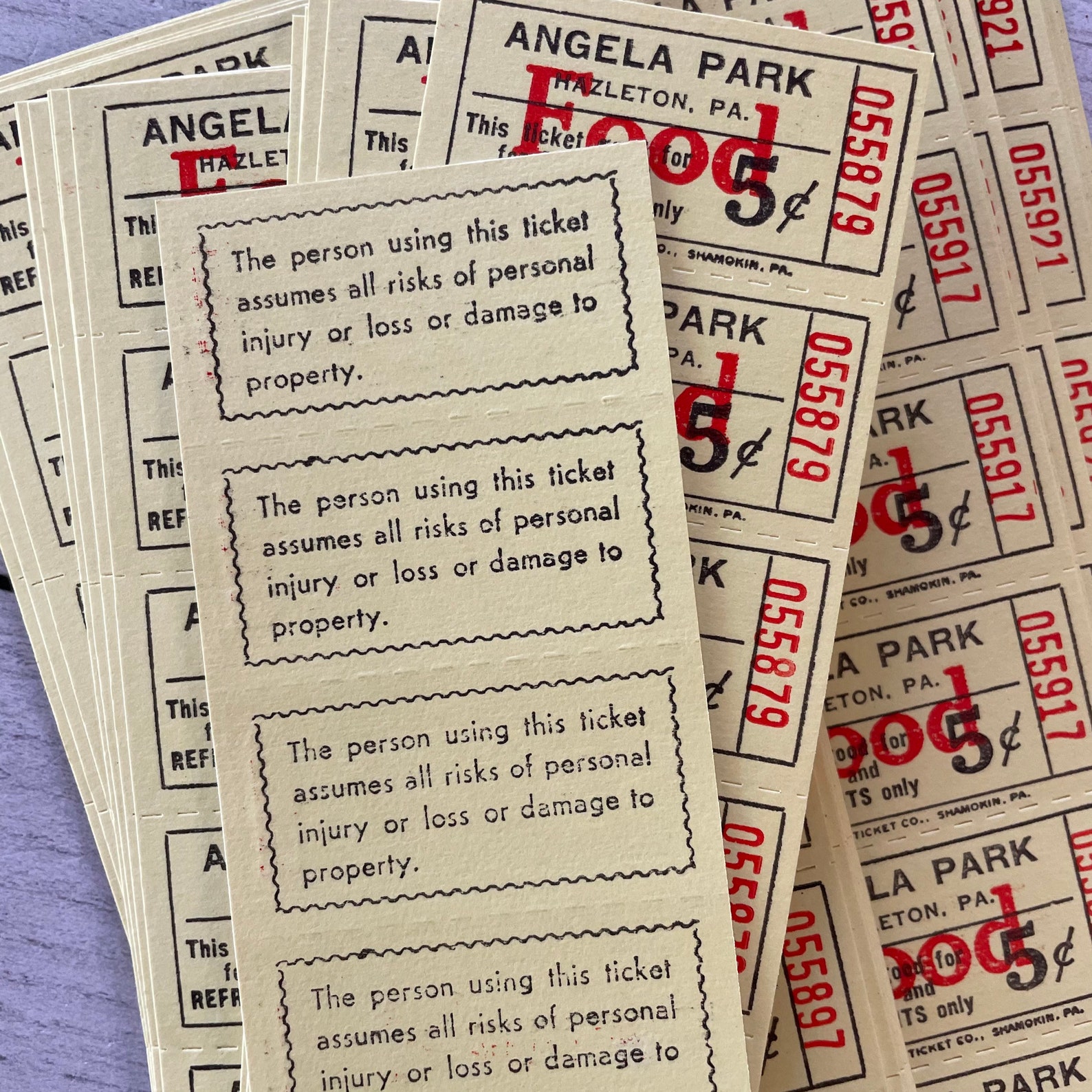 Vintage Angela Park Food Ticket Strip of 10 Perforated Tickets - Etsy