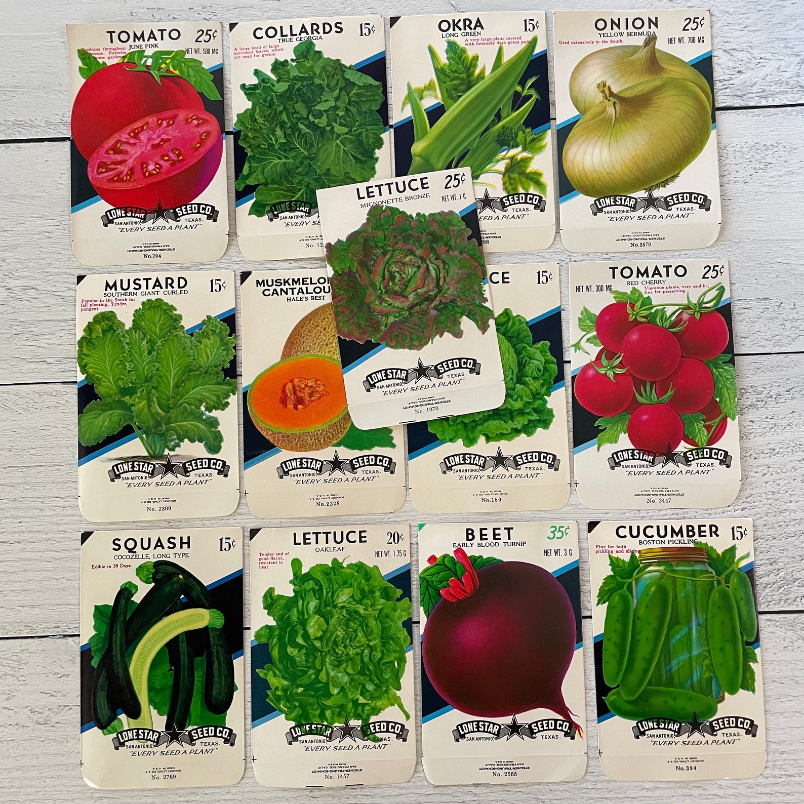 Vintage Veggies Seed Packet Set From Lone Star Seed Co of Texas Unused ...