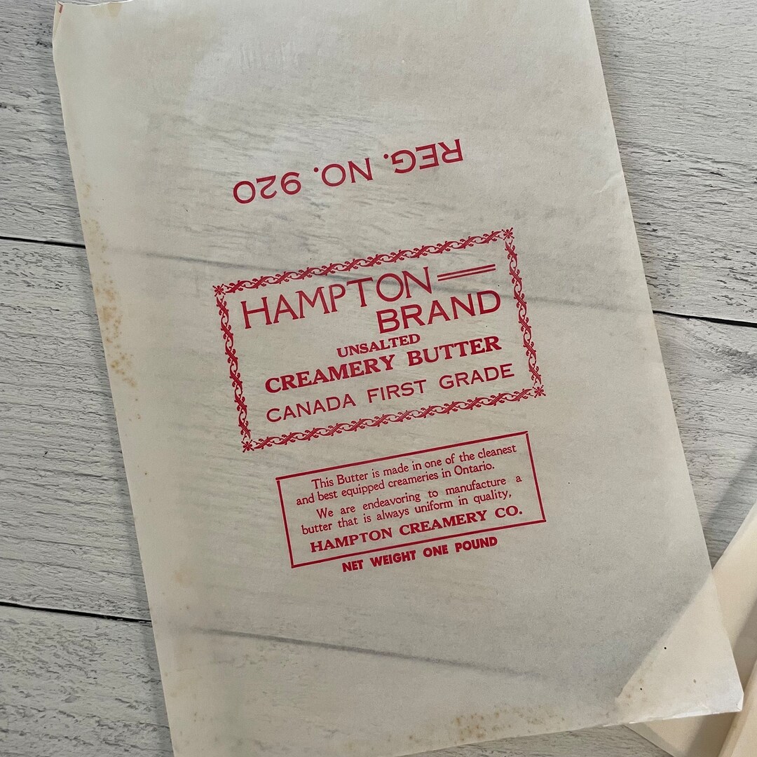 Vintage Hampton Brand Unsalted Creamery Butter One Pound Wrappers From Ontario, Canada Set of 3 ...