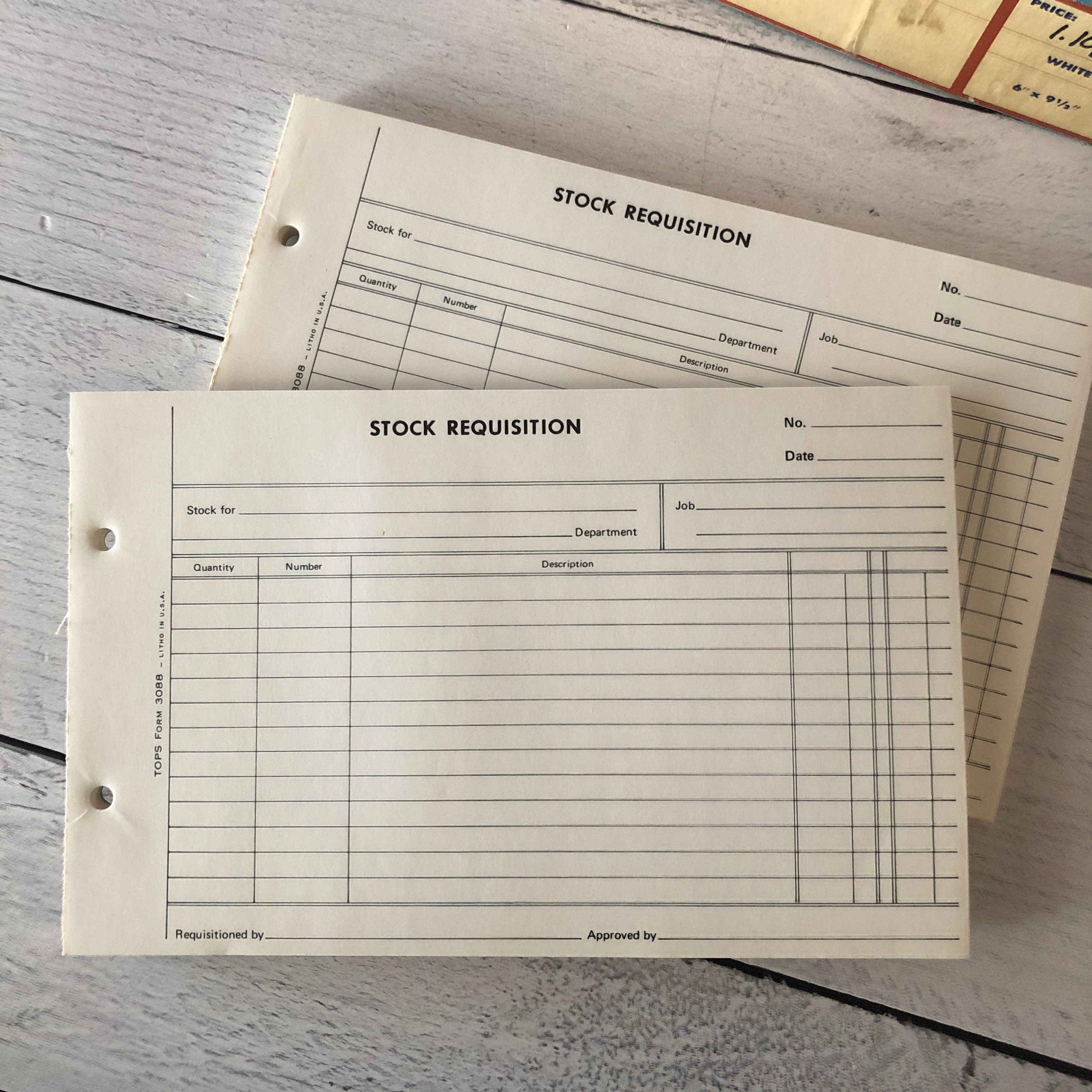 Vintage Tops Stock Requisition Forms No. 3088 Choose Full Book or ...