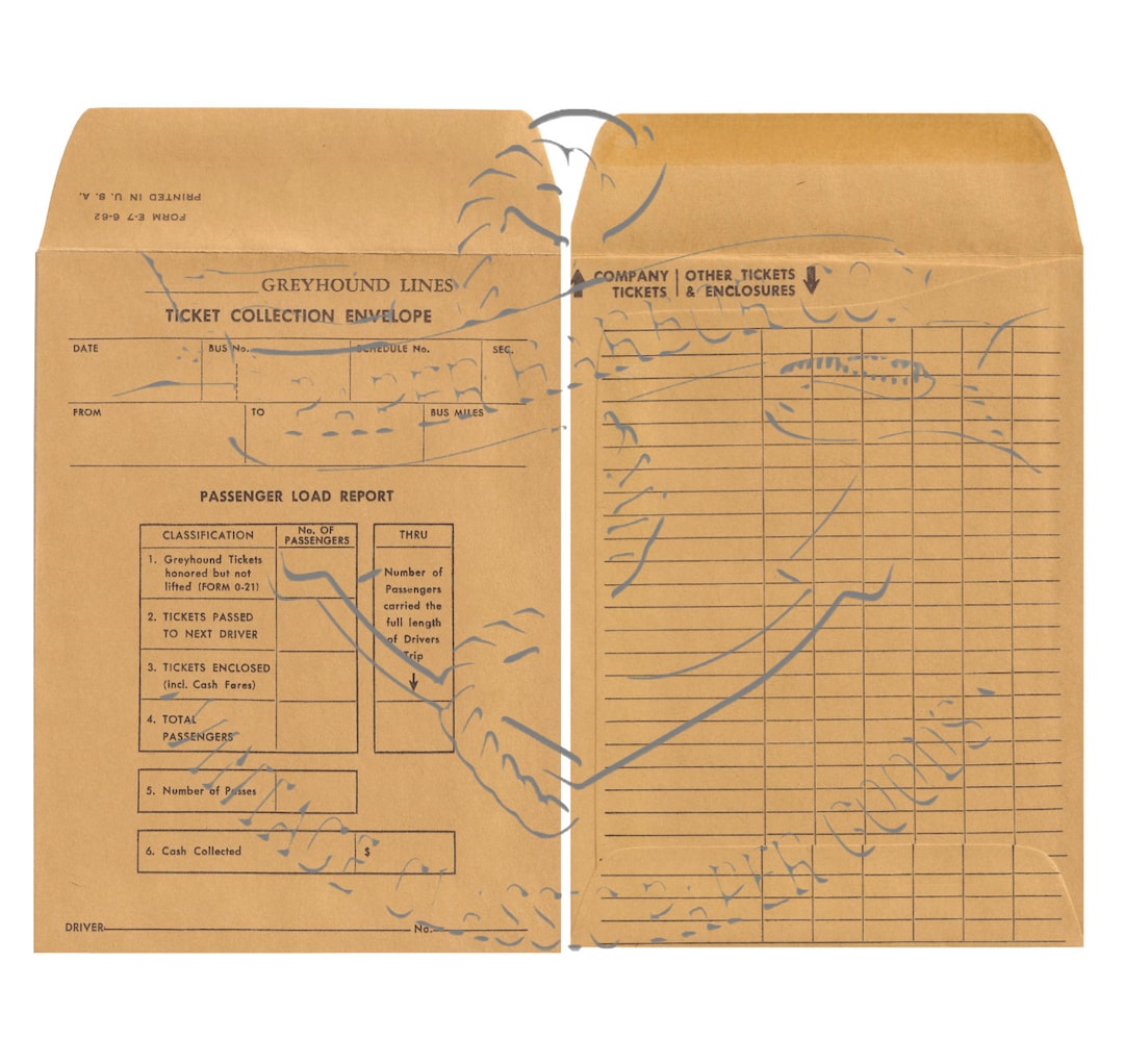 Vintage Greyhound Bus Lines Ticket Collection Envelope Set of 2 PNG ...