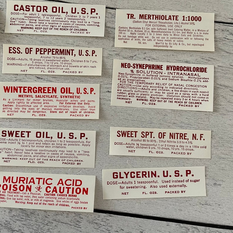 Vintage Pharmacy Label Set! 13 Red Labels- One From Each Box - Etsy