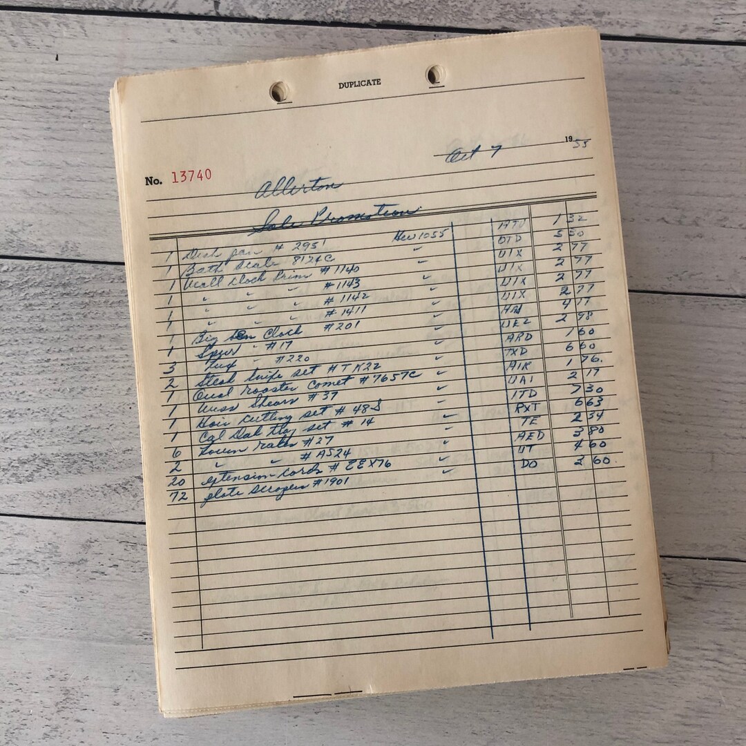 Vintage 1950s Allerton Invoices, Duplicates and Originals Set of 4 ...