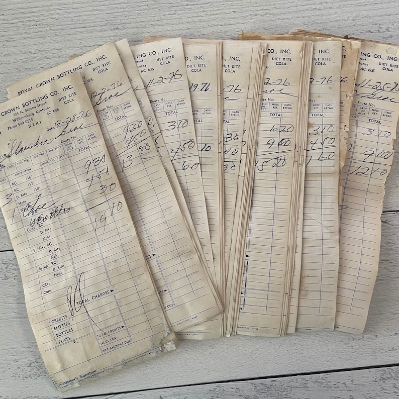 Vintage 1970s Royal Crown Bottling Co Wholesale Receipts Set of 3 - Etsy