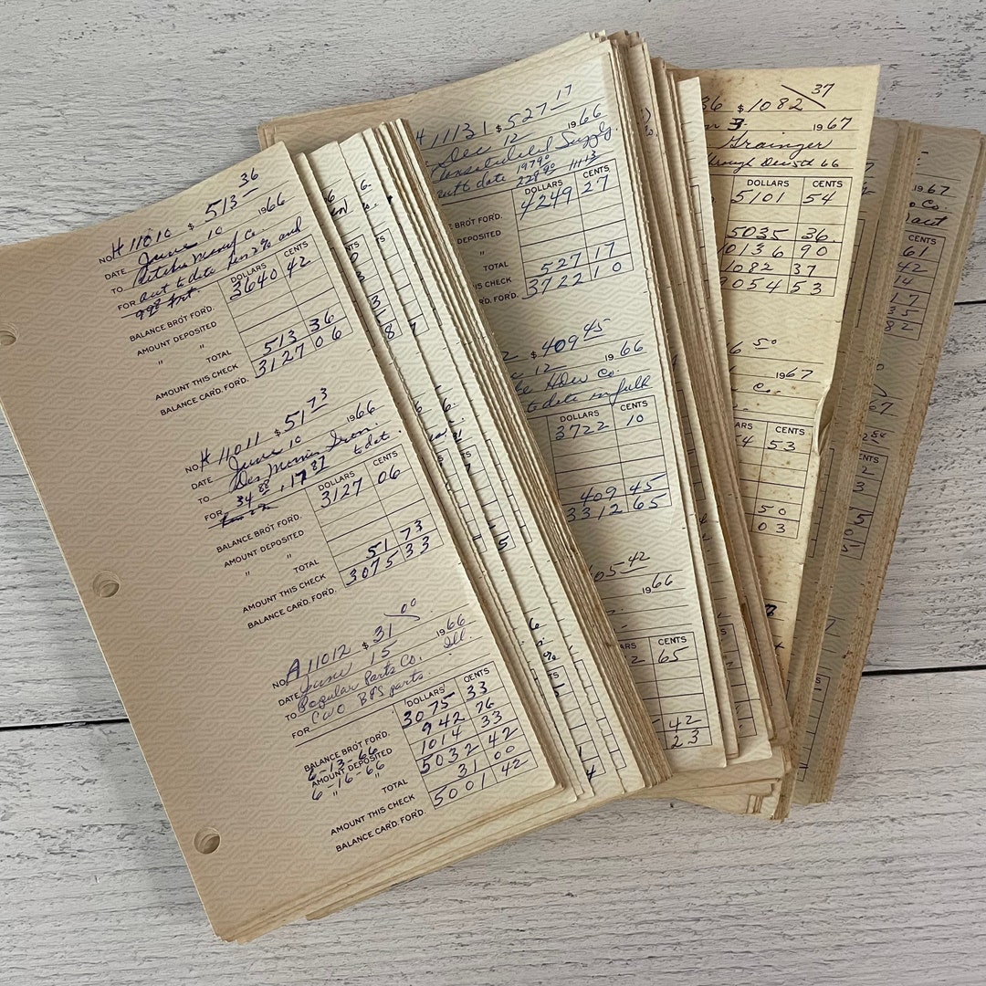 Vintage 1960s Checkbook Balance Sheets Checkbook Register Stubs Set of ...