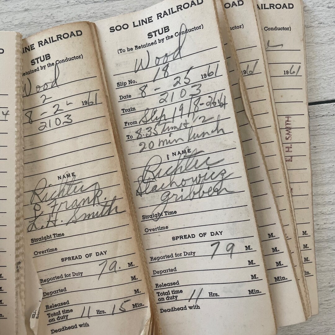Vintage 1950s-60s Soo Line Railroad Conductor’s Stubs Set of 5 Sheets ...