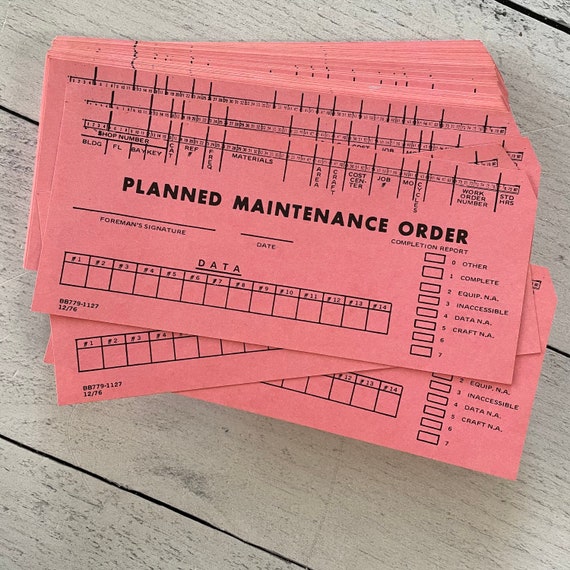 Vintage Planned Maintenance Order Cards Set of 3 | Etsy